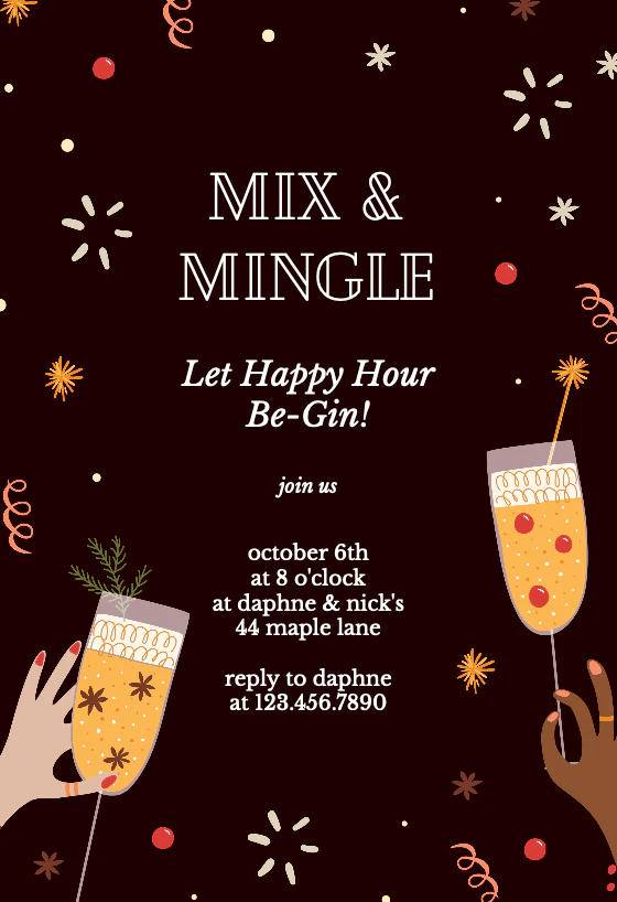 Mix Mingle Cocktail Party Invitation Template Free Greetings Island